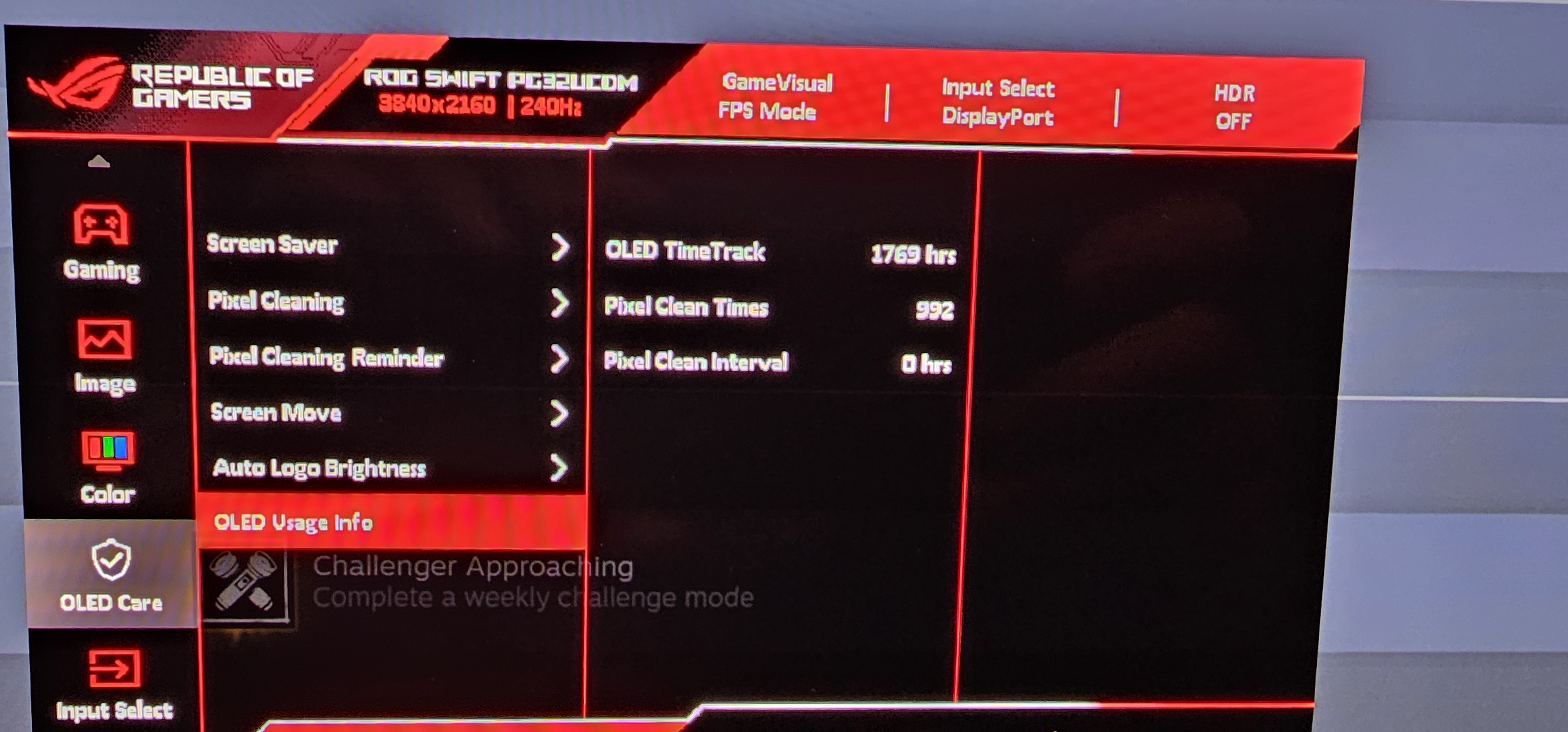 PG32UCDM pixel clean interval - Republic of Gamers Forum - 1084631