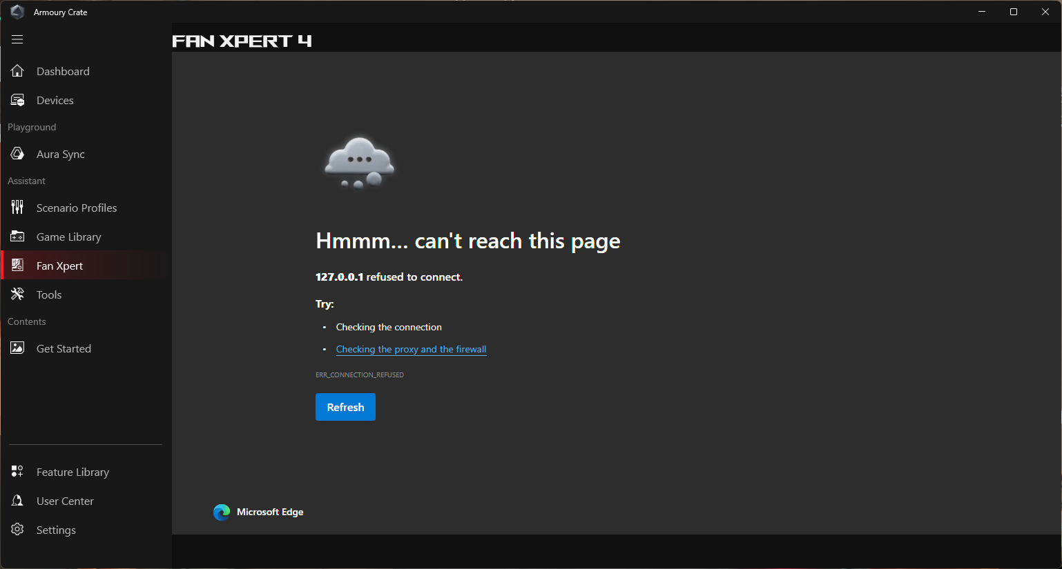 127.0.0.0.1 refused to connect error what should I... - Republic of Gamers Forum - 1104691