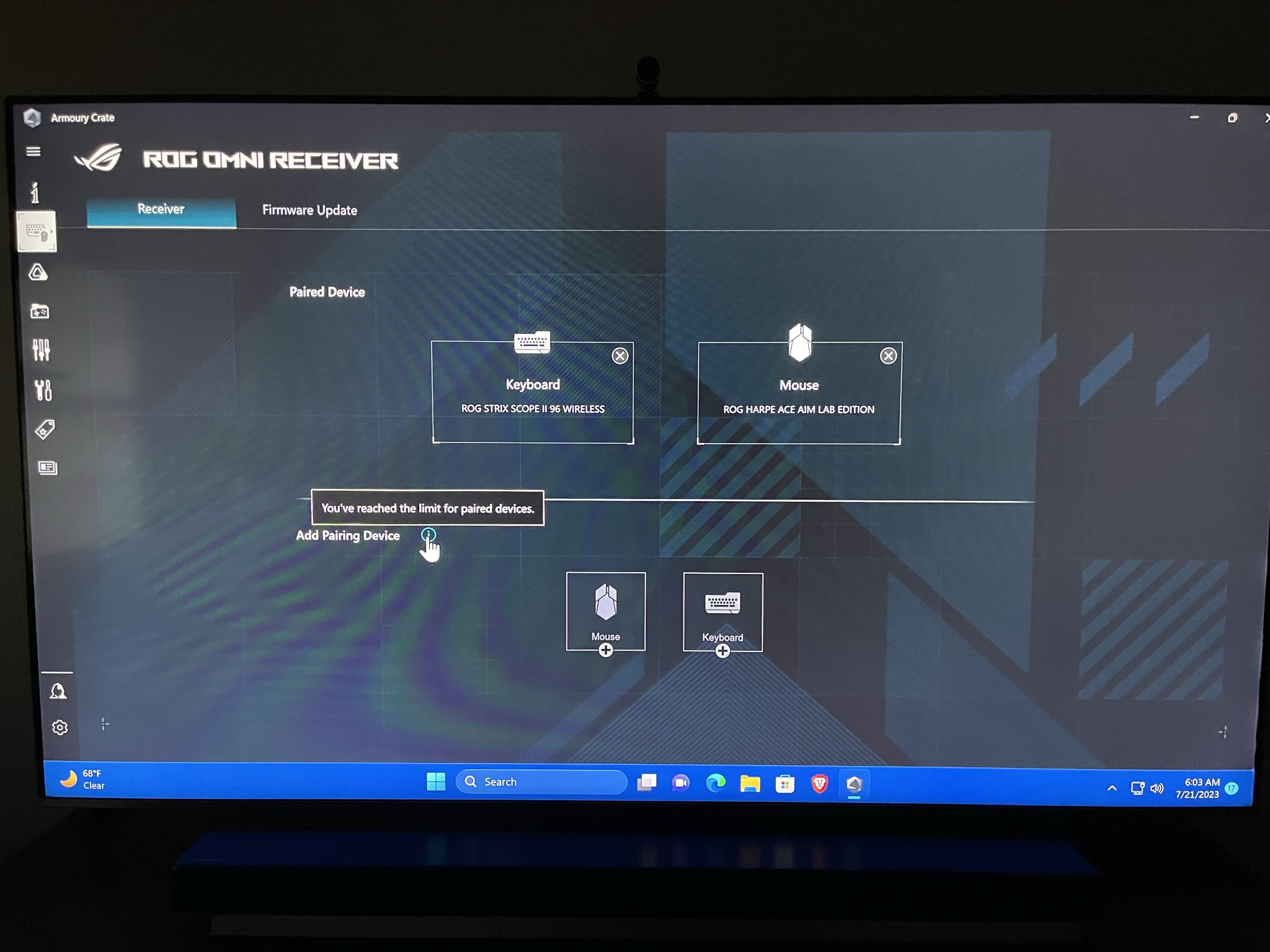 Solved: Can the ROG Harpe Ace connect via the Omni Receive ...