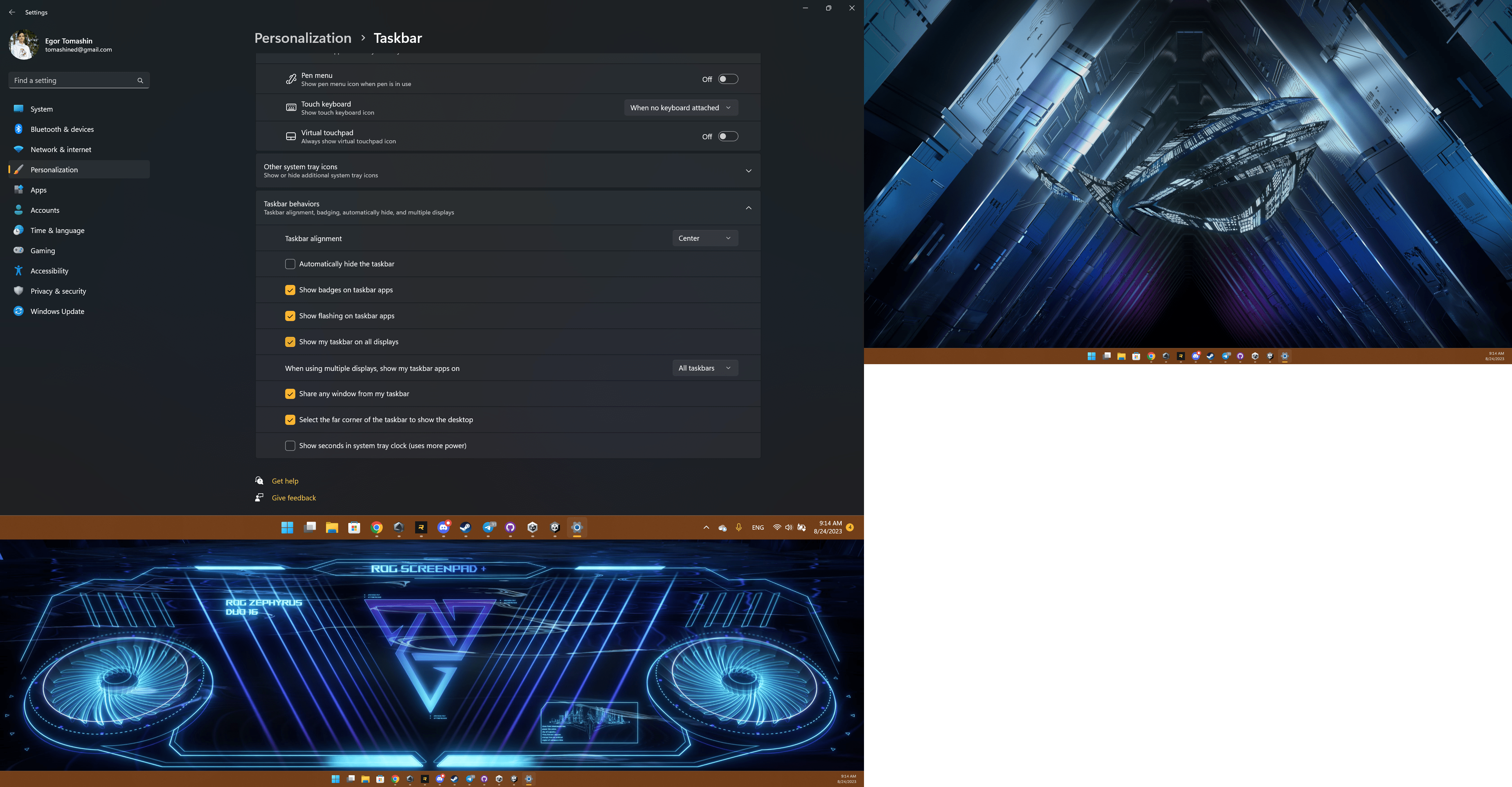 Solved: ROG Zephyrus Duo 16 (2023) - Taskbar - Republic of Gamers Forum ...