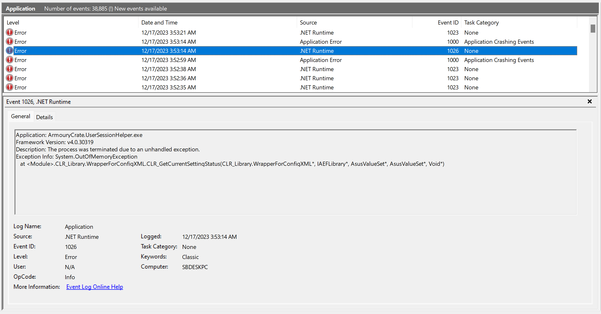 Solved: Faulting application AacAmbientLighting.exe and Ar... - Page 13 ...