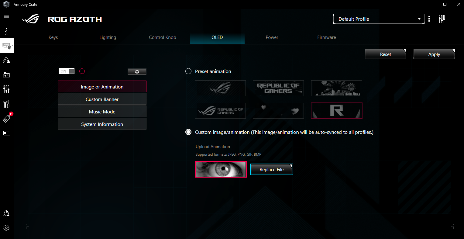 Solved: ASUS ROG AZOTH - OLED Custom Image/Animation Error - Republic ...