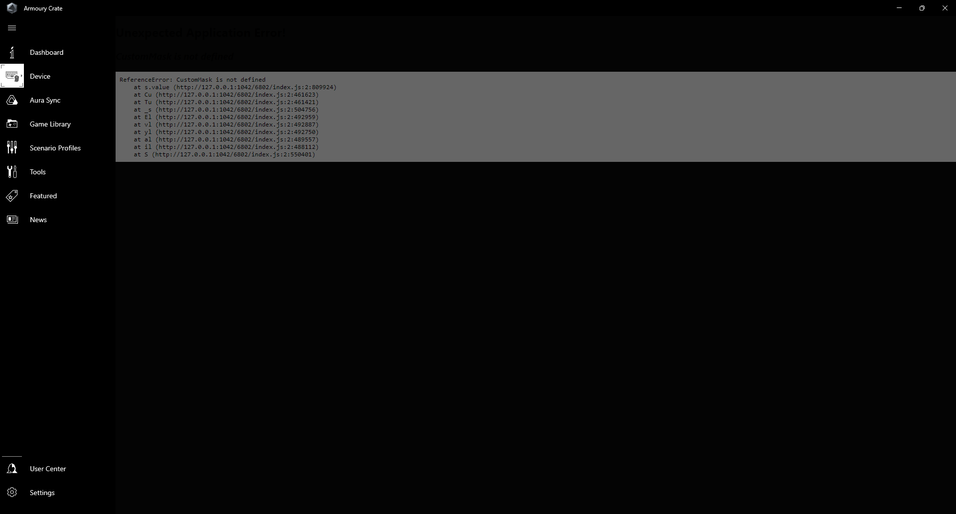 Solved: I cant configure ROG Mouse Harpe Ace Aim Labs Edit... - Republic of Gamers Forum - 1017142