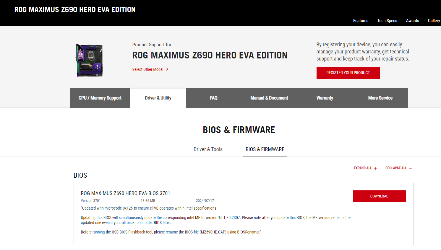 ROG MAXIMUS Z690 HERO. Newest bios (0x129 fix) say... - Republic of Gamers Forum - 1035198