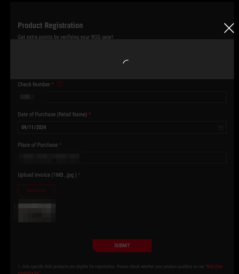 Can't register my product in the elite rewards pro... - Republic of ...